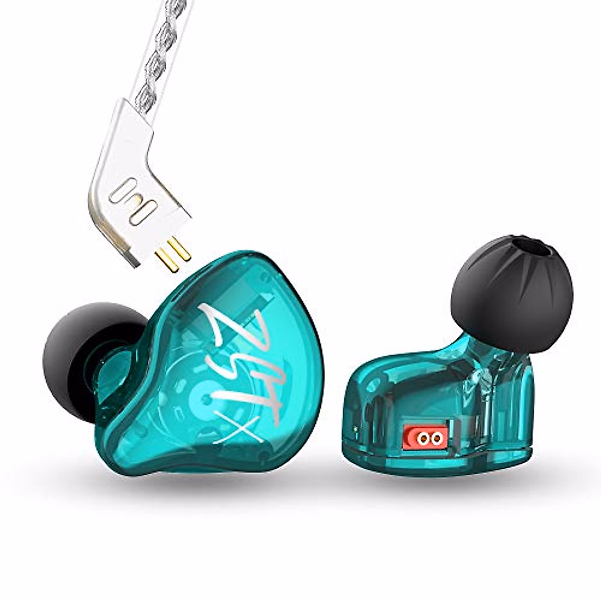 KZ ZST X HiFi Earphone 1BA+1DD Dynamic Driver in-Ear Sports DJ Headphone Noise Cancelling Headset with Upgraded Cable (with Mic, Cyan)
