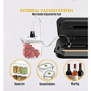 2023 Model B Megawise Powerful & Compact Vacuum Sealer Machine One-Touch Automatic Food Sealer 4 Food Types (Cold Wet Moist Dry) & 3 Bag types (Thick Medium Thin）OMNI MACHINE (Black)