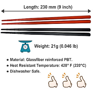 Best Chopsticks for Noodles Ramen Udon Soba Tofu Sushi All Japanese Foods (5pairs set) Made in Japan Non-slip Fiberglass Chopsticks Dishwasher Safe Washable Reusable / Family Hotel Restaurant