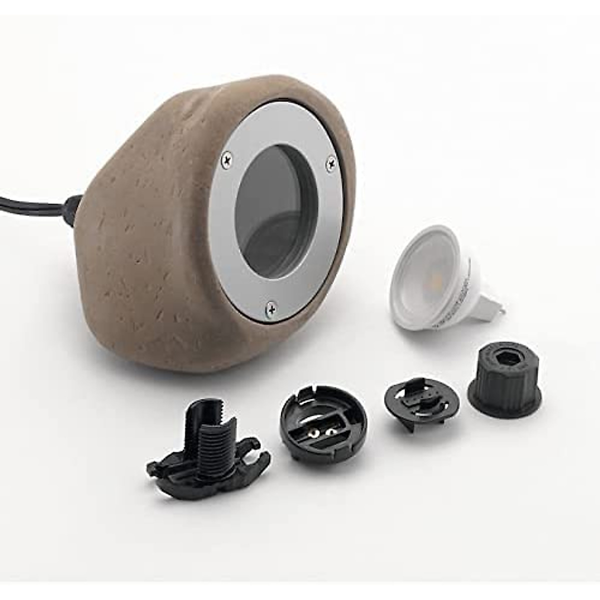 Kichler Showscape Collection #28318; 5-Watt Low Voltage 12Volts, 200-Lumen MR16 Bulb Faux Rock Low Voltage Hardwired LED Spot Light for Walkway, Garden, Patio, Hotel, Residencial, Commercial (4 Pack)