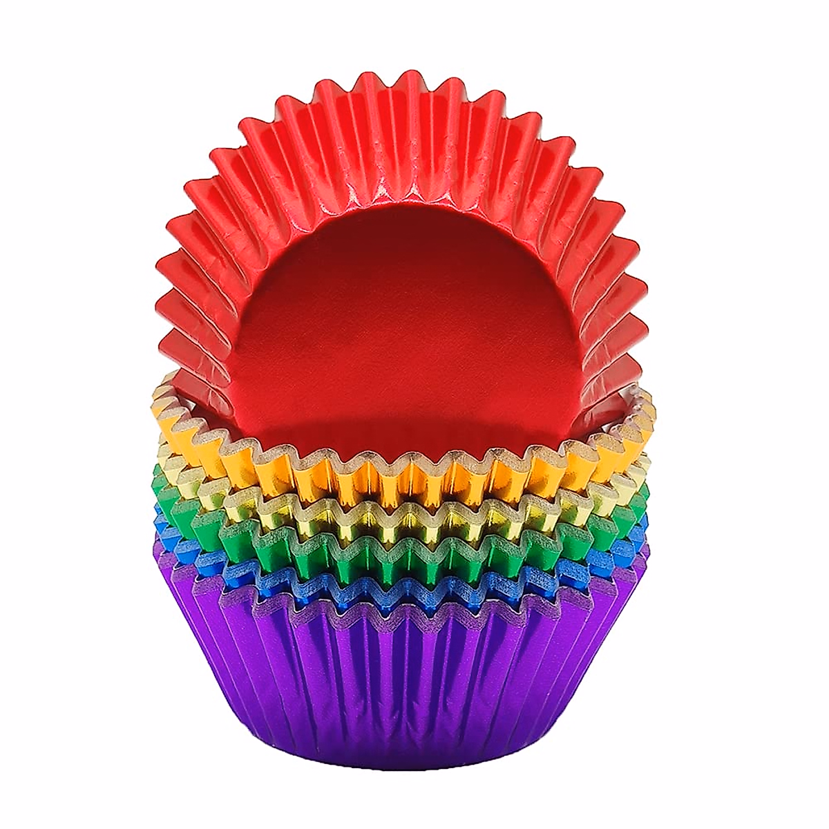 Mombake Rainbow 6 Bright Colors Standard Cupcake Liners Muffin Foil Paper Baking Cups, 120-Count