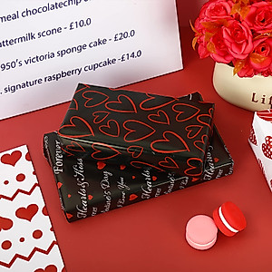 AnyDesign 12 Sheet Valentine's Day Wrapping Paper Red White Black Hearts Wrapping Paper Sweet Love Art Paper for Wedding Anniversary Baby Shower Birthday Gift Packing, 20 x 28 Inch, Folded Flat