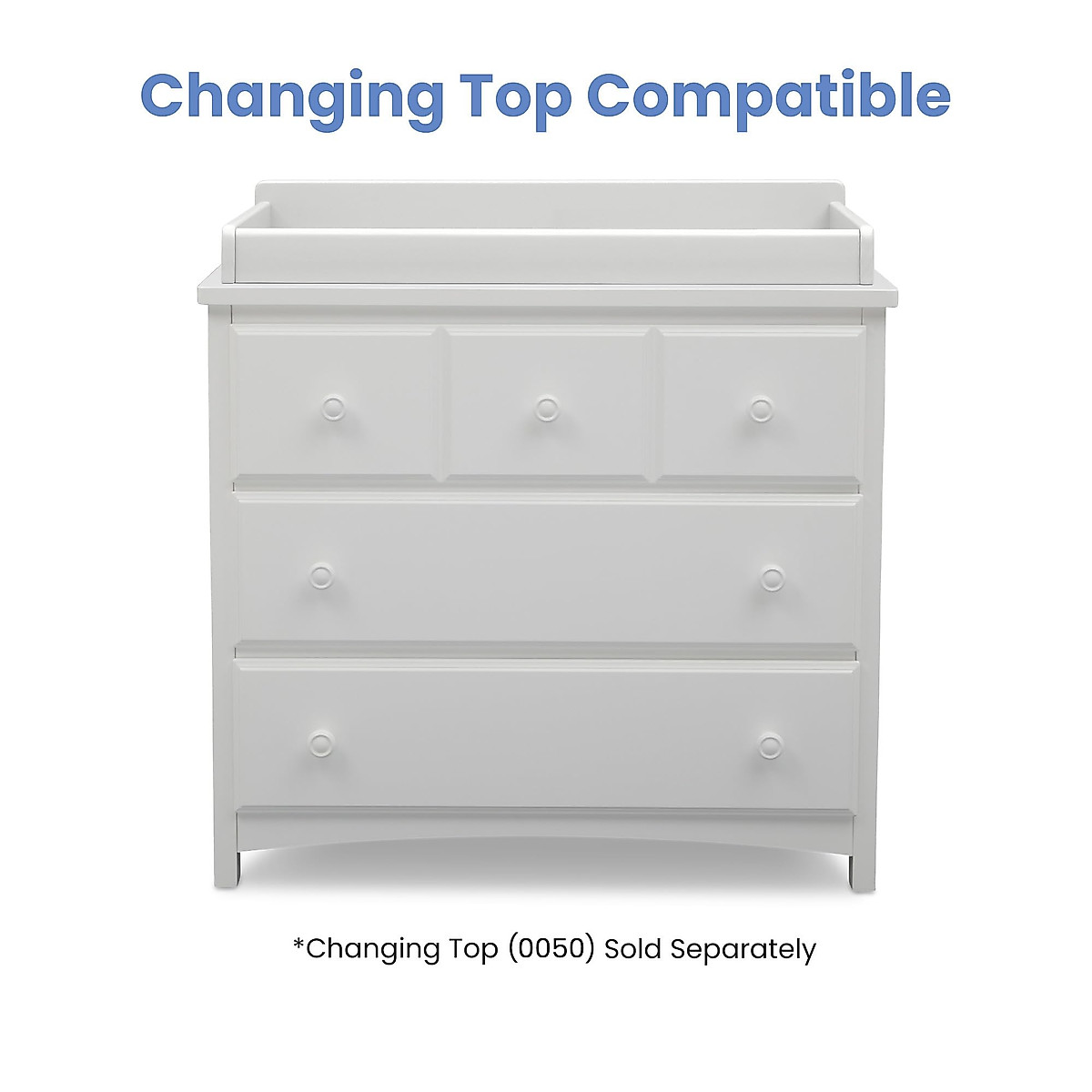 Delta Children 3 Drawer Dresser with Interlocking Drawers, Bianca White