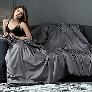 DECOSY Removable Duvet Cover for Weighted Blanket 丨 100% Cotton Duvet Cover 丨 Machine-Washable Cover for Heavy Blanket 丨 48"x72", Dark Gray