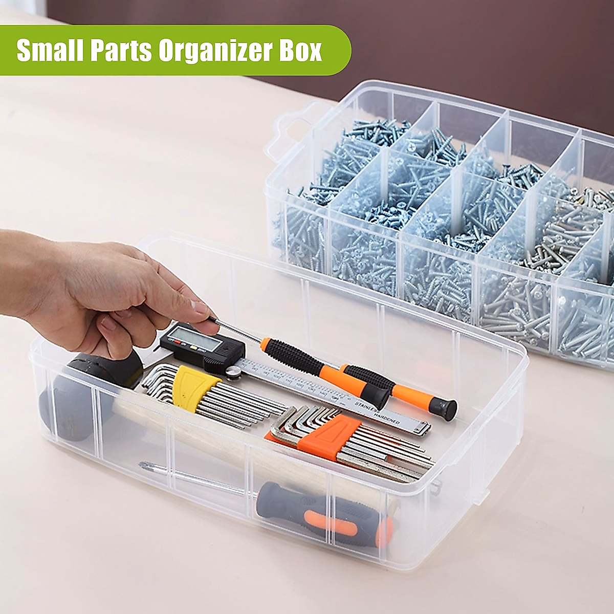 Large size Craft Storage Box with 30 Adjustable Compartments 3-Tier Bead Storage Organizer Clear Stackable Plastic Box Containers with Handle for Arts Jewelry Toy Sewing Accessories Beauty Supplies