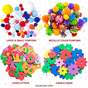 Dragon Too Mega Kids Crafts and Art Supplies Jar Kit - 1000+ Piece Set - Instructional Booklet Included - Revised Glitter Glue, Construction Paper, Popsicle Sticks, Googly Eyes, Pipe Cleaners