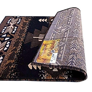 South West Native American Door Mat Area Rug Design C318 Black (24 Inch X 40 Inch)