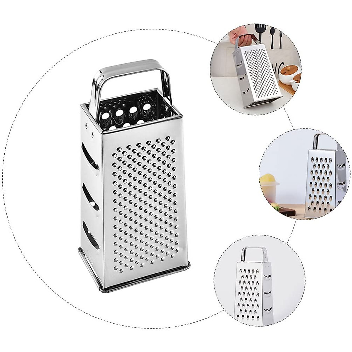 SHERCHPRY Vegetable Slicer Box Grater Cheese Graters Stainless Steel Vegetable Shredder Mandoline Slicer Nuts Kitchen Slicer Shredder Zester Grater 8inch Cheese Grater