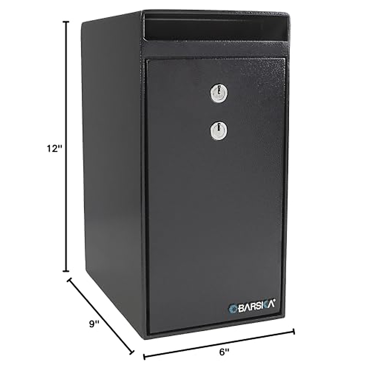 Barska AX13558 Dual Key Depository Safe 0.27 Cu Ft with Drop Slot and Quick Release Bolt, Black