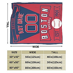 Custom Blanket for Bed Fans Gift Baseball City Winter Summer Fleece Throw Blankets Personalized Name and Number, 30"x40", 50"x60", 70"x80"
