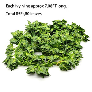 Beebel Ivy Garland 85Ft 12 Strands Artificial Fake Ivy Leaves Greenery Leaves Hanging Vines Plant Leaves Garland Home Garden Poison Ivy Costume
