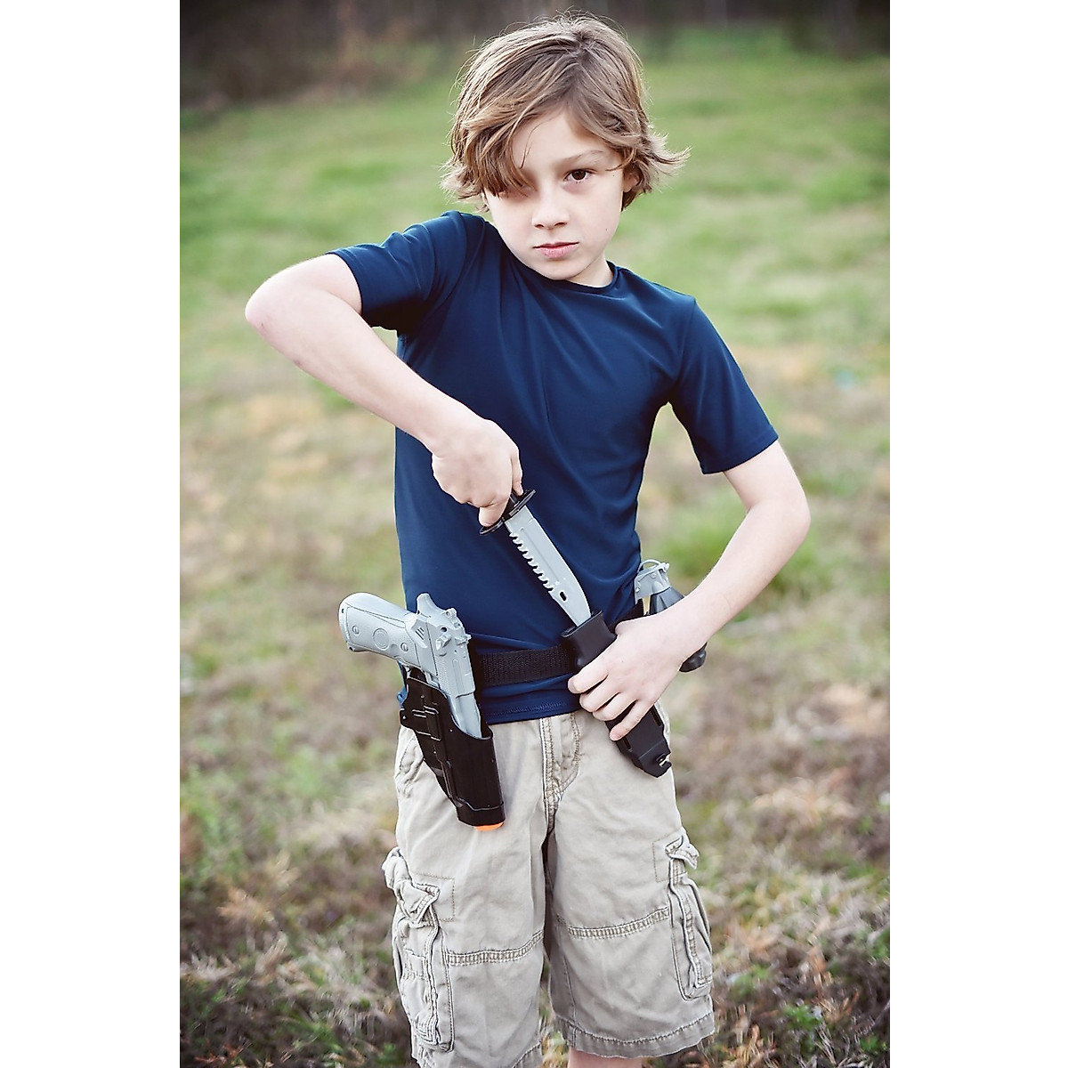 Commando Toy Play Set 5 Piece Military Toys for Kids Cowboy Sheriff Blaster with Holster and Adjustable Belt, Role Play Dress Up Halloween Costume Accessories