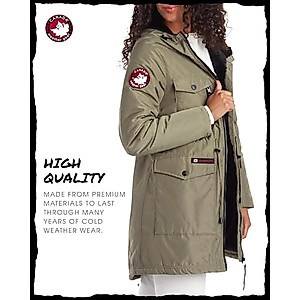 CANADA WEATHER GEAR Women's Winter Coat -Long Length Sherpa Lined Anorak Parka - Outerwear Windbreaker Jacket for Women, S-XL, Size Medium, Sage