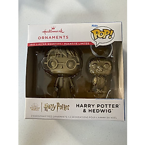 Hallmark Harry Potter Ornaments (Harry and Hedwig Funko POP!, Set of 2) - Limited Chase Gold Variants