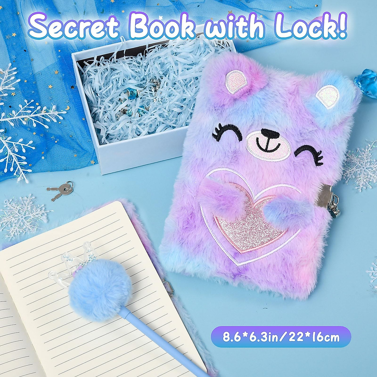 Golray Frozen Toys for Girls Kids Elsa Gift 6 7 8 9 10 Years Old, Light Up Pillow Stationery Plush Lock Diary Water Cup Fluffy Accessories Teen Princess Toy Christmas Birthday Gift for Girl Age 6+