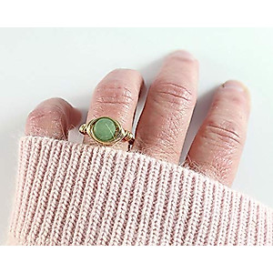 Green Aventurine Gemstone Ring, Natural Solitaire Stone Ring, Sterling Silver Band, 14K Gold-Filled Band, 14K Rose Gold-Filled Band, Custom Size, Jewelry Inspirations