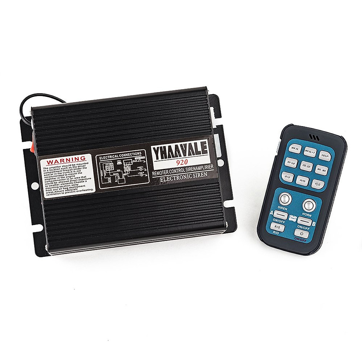 YHAAVALE 920 Car Amplifier Police Siren & Metal Ultra Slime Octagon Flat Speaker,DC12V 100W Multi-Tones Wireless Remote Control with Mic Loudspeaker Emergency Electronic PA System