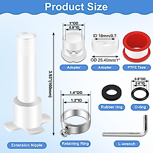 Four in One Tub Spout Adapter, Bathtub Faucet Spout Adapter kit, for Universal 1/2'' Copper Pipe, 1/2'' IPS and 3/4'' IPS, Includes Tub Spout Diverter Repair Kit with Assembly Tool