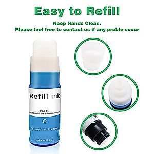 KSUMEI Refill Dye Ink Bottle GI20 GI-20 Replacement for Canon PIXMA G5020 G6020 G7020 Mega Tank Printers(BK,C,M,Y)