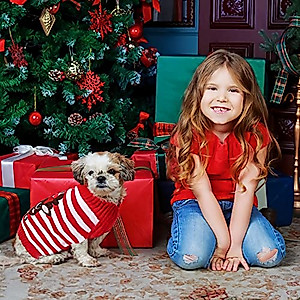 JUNEBRUSHS 4 Pack Dog Christmas Sweaters, Xmas Dog Holiday Sweaters Puppy Clothes Dog Christmas Outfits Winter Warm Pet Santa Snowman Reindeer Snowflake Sweater for Small Medium Cats Dogs