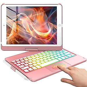 Keyboard Case for iPad 10.2 - iPad Keyboard 9th Generation & 8th & 7th Gen - Touch Keyboard - 360° Rotatable Protective Cover with Apple Pencil Holder - Backlight Wireless Keyboard - iPad 9 Keyboard