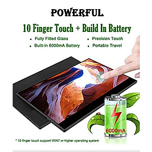 EVER LUSTRE 15.6 Inch Portable Gaming Monitor 4K Touch Screen 3840x2160 UHD Build-in Battery Display Screen for PS4, Xbox, Switch, Smart Phone, Laptop (Battery Monitor+case)