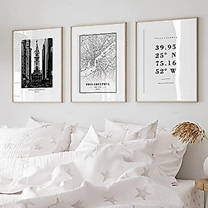 Dear Mapper Philadelphia United States View Abstract Road Modern Map Art Minimalist Painting Black and White Canvas Line Art Print Poster Art Print Poster Home Decor (Set of 3 Unframed) (16x24inch)