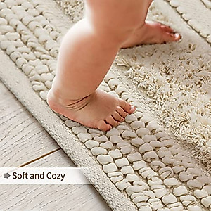 SUMGAR Boho Tribal Area Rug-3x5 Woven Cotton Rug for Bedroom, Washabel Rug, Bedroom Decor, Beige Cream Neutral Rug, Handmade Tufted Knoted Soft Rug with Sparkle Gold Metalic, for Living Room Entryway