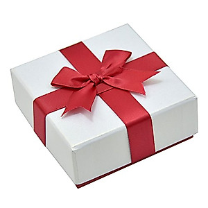 Paialco Jewelry Package Paper Gift Box Red Ribbon Bow-Knot 3 3/4-Inch by 3 3/4-Inch