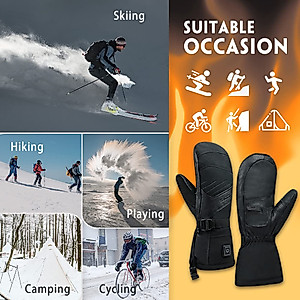 MOUNT TEC Explorer 3 Rechargeable Electric Battery Heated Ski Glove Mitten Snowboard Gloves for Women & Men Heated Gloves Mitten for Hunting Fishing Hiking (Black, XS)