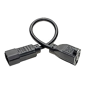 Tripp Lite Standard Computer Power Cord 10A, 18AWG (IEC-320-C14 to NEMA 5-15R) 1-ft.(P002-001-10A) Black
