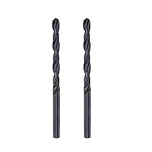 uxcell 6542 High Speed Steel Straight Shank Twist Drill Bit, Fully Ground Black Oxide Drill Bits 4.8mm Drill Diameter 85mm Total Length 2 Pcs
