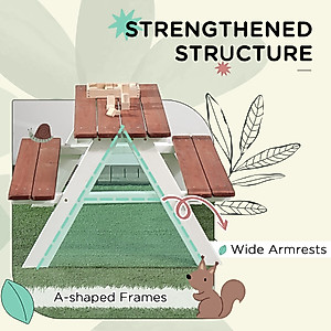 Outsunny Kids Picnic Table Set, Wooden Table & Bench Set, Kids Patio Furniture Outdoor Toys for Garden, Backyard, Aged 3-8 Years Old, Brown