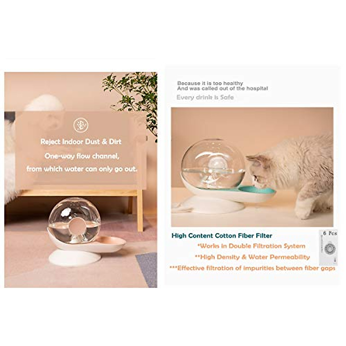 2.8/99oz Snail-Shaped cat Dog Automatic Water Feeder, cat Dog Water Dispenser, Pet Water Fountain, 7 Replacement Filters, Large Capacity self-Waterer for Cat Dog Small Animals, BPA Free (Grey)