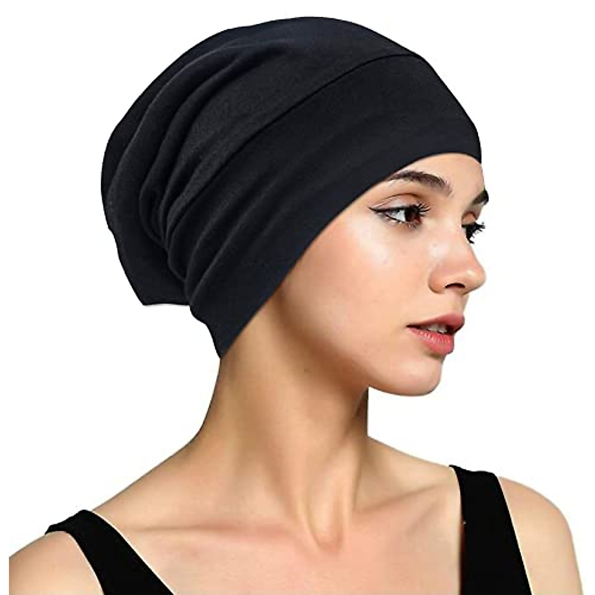 Satin Bonnet Sleep Cap Hair Cover Bonnet Satin Lined Slouchy Beanie Night Sleeping Hat - Adjustable for Curly Hair