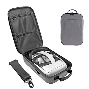 Esimen Fashion Travel Case for Oculus Quest 2 VR Gaming Headset Elite Strap and Controllers Accessories Carrying Bag (Gray)