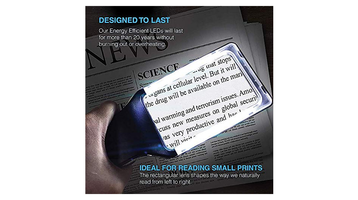 Rechargeable 4X LED Magnifier - Brightest for Reading & Low Vision