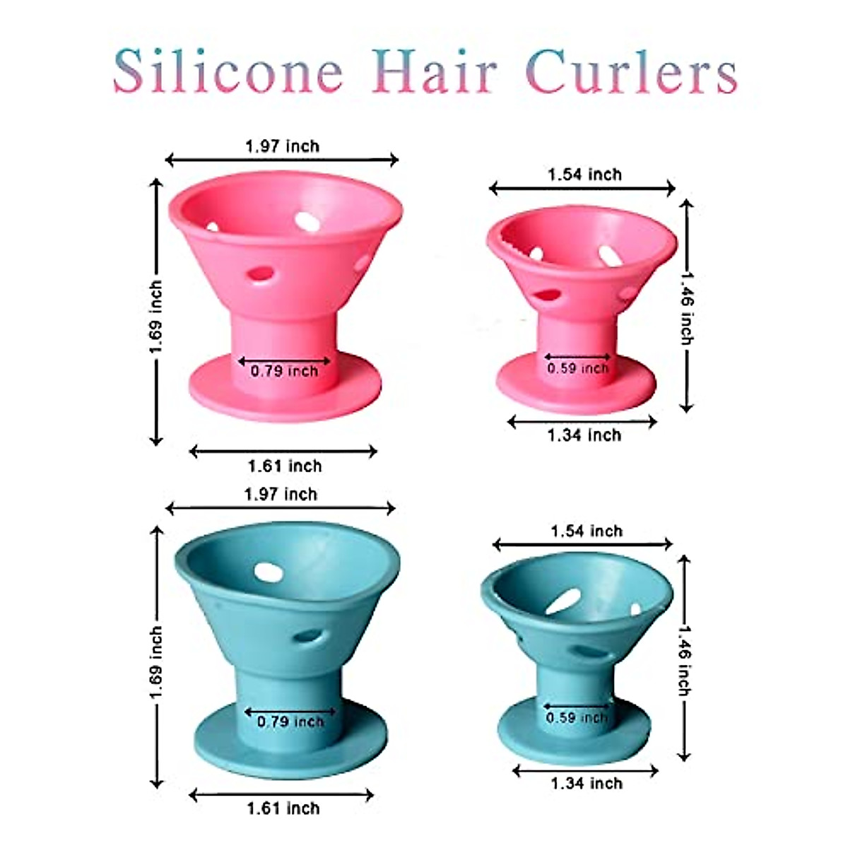 40 Pcs Magic Hair Rollers, Smilco Silicone Hair Curlers Set Including 20 Large and 20 Small for Women Girls (Pink&Blue)
