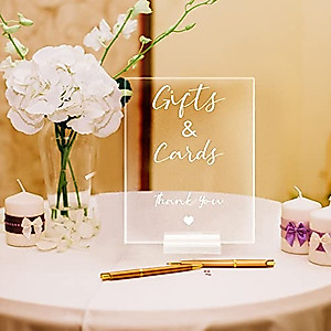 2 Pieces Wedding Photo Guest Book Sign 8 x 10 Inch Acrylic Wedding Signs for Ceremony and Reception Clear Photo Booth Sign with Stand Wedding Memory Table Sign for Anniversary Birthday Parties