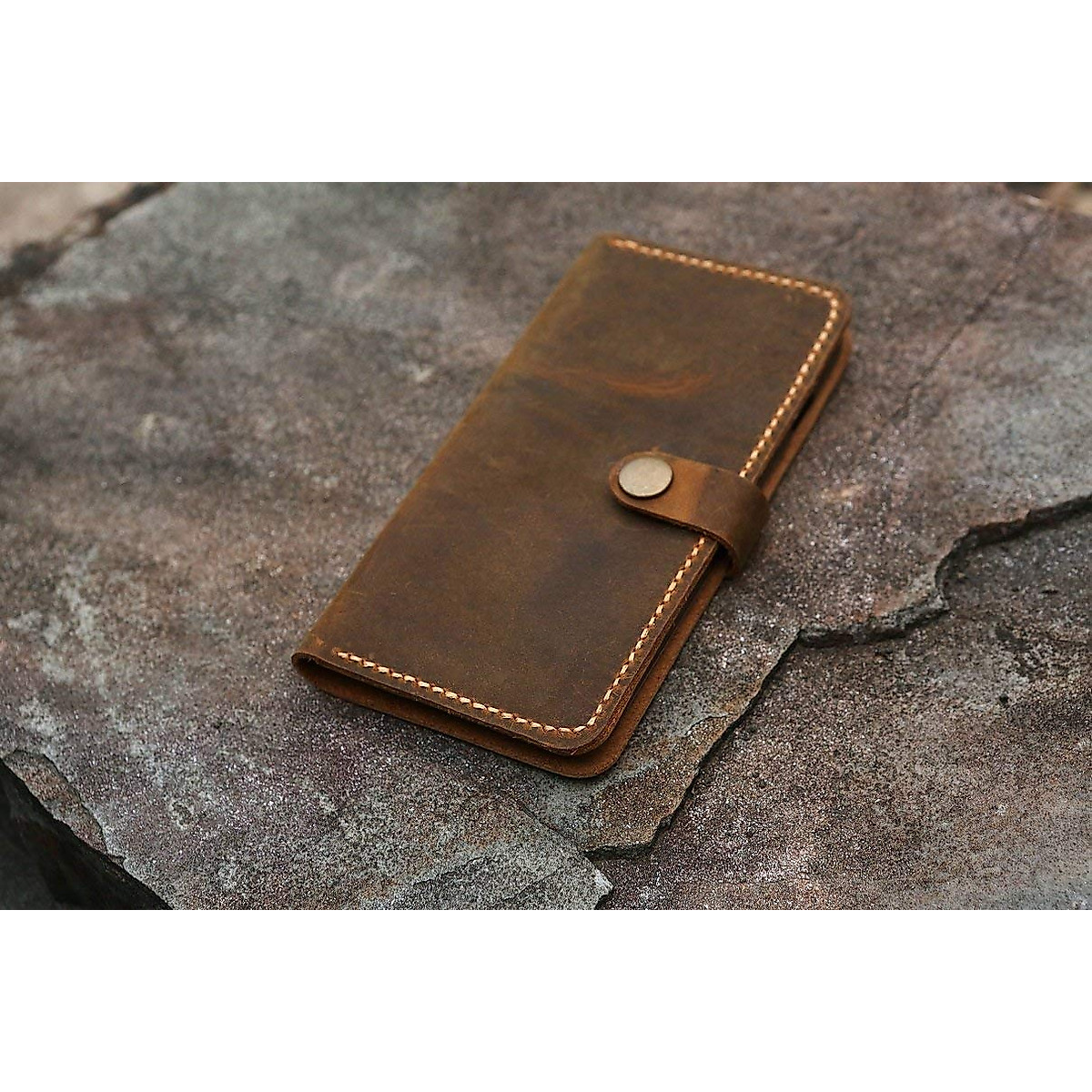 Personalized leather Wristlet iPhone 15 14 13 12 Pro Max wallet case/distressed leather iPhone 14 plus 13 12 mini wallet cover IP05MW-B