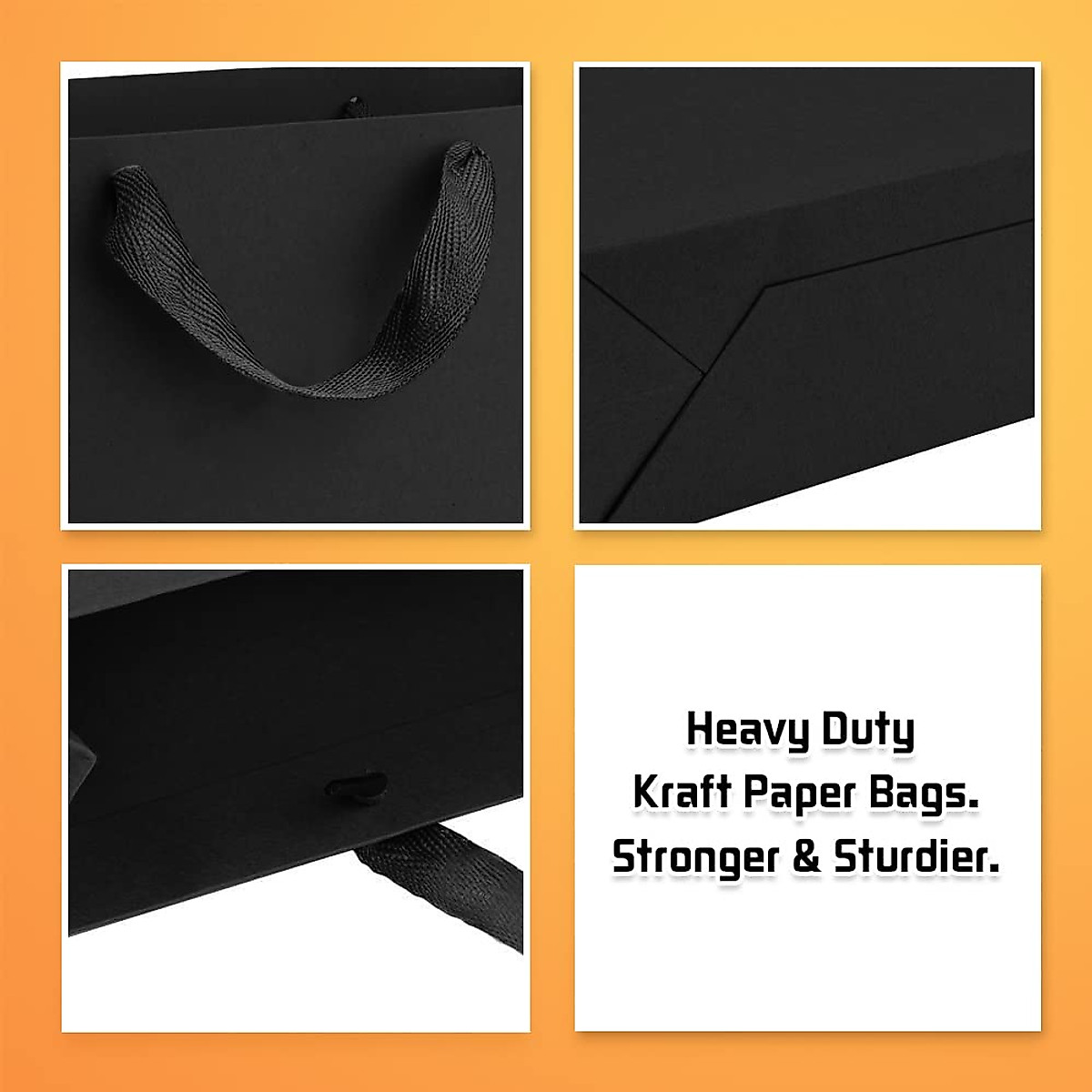 BagDream Gift Bags 8.6x4x7 25Pack Black Kraft Paper Bags with Handles, Heavy Duty Paper Shopping Bags Party Favor Gift Bags Retail Merchandise Bags Soft Cloth Handle Paper Bags