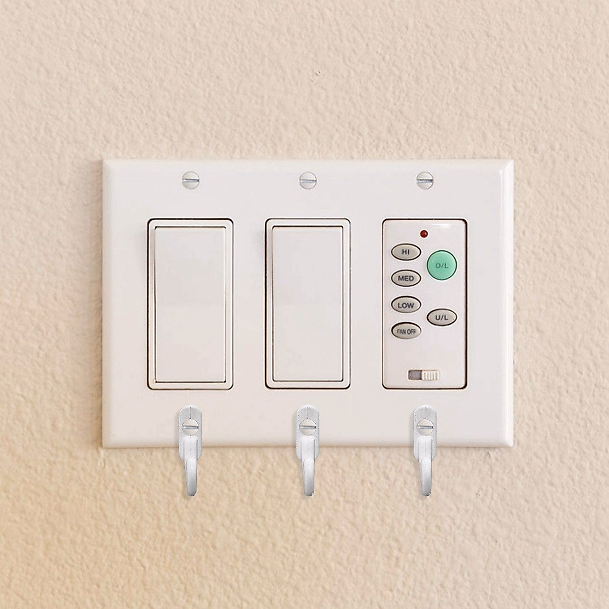 Chanvoo Light Switch Plate Hooks, 3 Pack Tiny Wall Mounted Hooks for Hanging Coat, Scarf, Bag, Towel, Key, Hat, Robe with Screws (White)