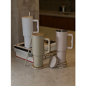 CeylonManel 40oz Stainless Steel Double Wall Vacuum Insulated Sublimation Tumbler with Handle, Straw, Lid Travel Cups in Matte Finish (Sky Blue), Large