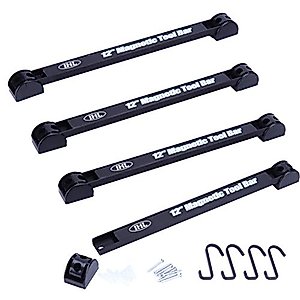 Inspired Home Living 12 Inch Magnetic Tool Holder 4 Pack - Heavy Duty Tool Organizer for Wall Mounting in Garage Workshop Workbench - Brackets Screws Drywall Anchors Hooks Included