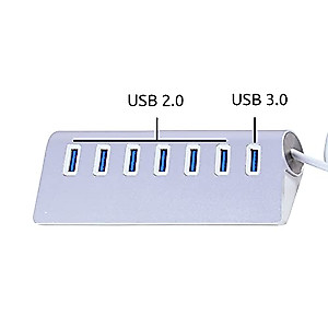 JacobsParts 7-Port USB 3.0 Hub 5Gbps Aluminum Portable for PC Laptop Notebook Desktop
