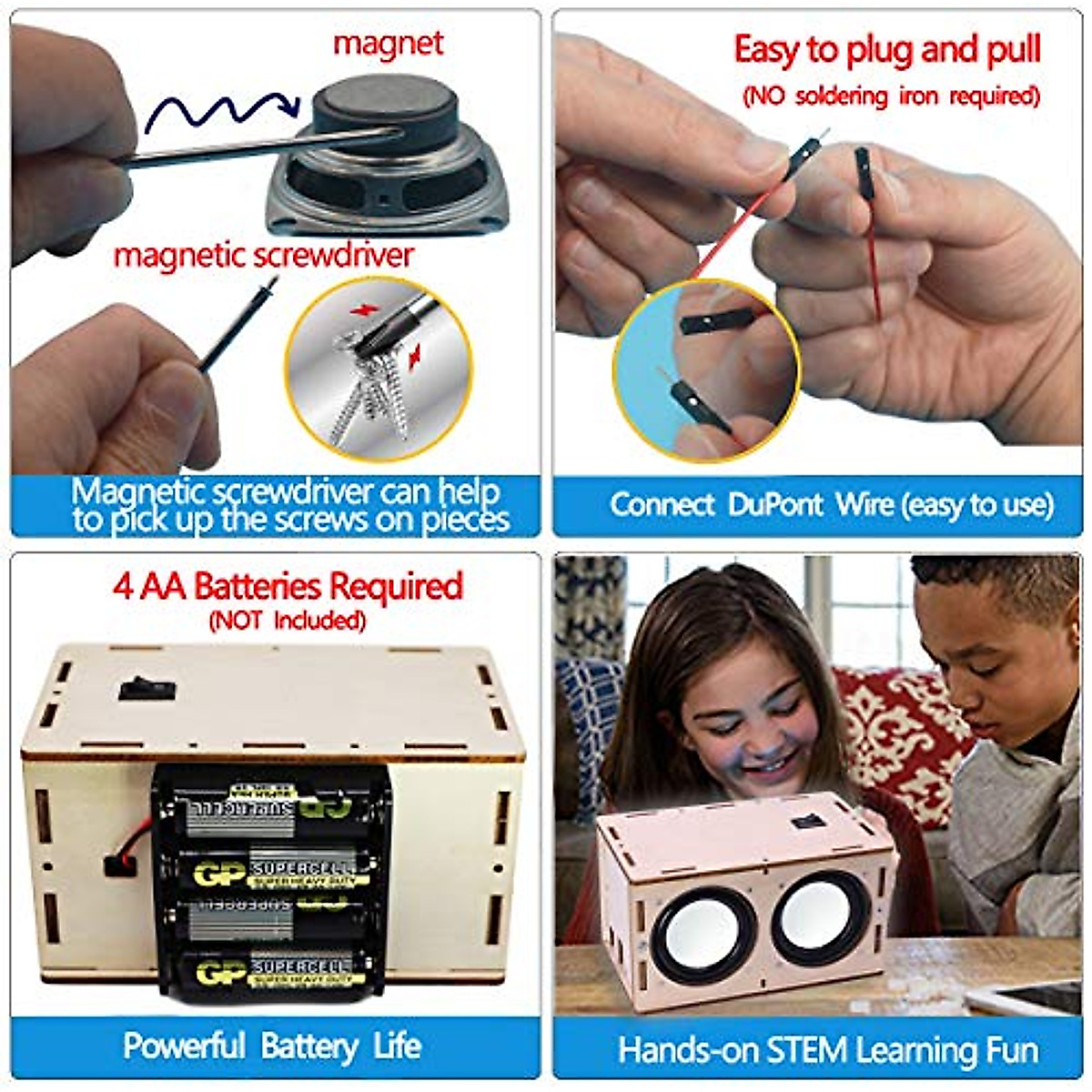CYOEST DIY Bluetooth Speaker Box Kit Electronic Sound Amplifier - Build Your Own Portable Wood Case Bluetooth Speaker Sound - Science Experiment and STEM Learning for Kids, Teens and Adults