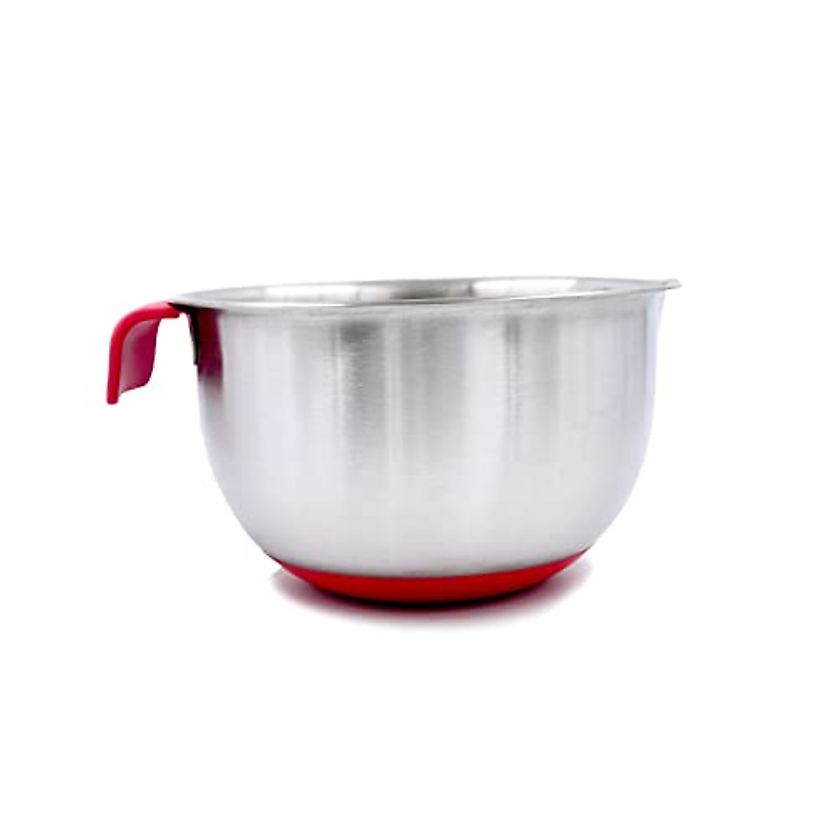 Kansara Stainless Steel Mixing Bowls, Non slip silicone base bowls with Handle, Mixing Bowl Set with Pour Spouts & Measurement Marks, Home Essentials Cooking Bowls (Size: 1QT, 2.5QT, 4QT) Red Color