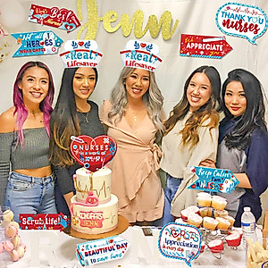 HOWAF 20 Pieces Nurse Appreciation Week Party Yard Signs, Thank You Nurses Party Decorations Yard Welcome Sign for RN Graduation Party, Happy National Nurses Week Party Supplies for Indoor Outdoor