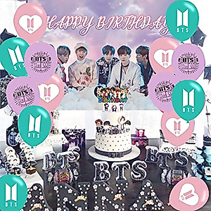 BTS Bangtan Boys Happy Birthday Backdrop Cartoon BTS Banner Poster for Bangtan Boys Fans Girls BTS Theme Party Decorations Kpop Bangtan Boys Birthday Supplies Background Studio Shoot Photo Props Booth