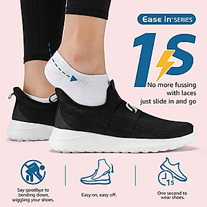 STQ Slip ins Slip On Walking Shoes for Women Hands Free Non-Slip Sneakers Women for Travelling with Arch Support and Comfort Workout Shoes Black White Size 8